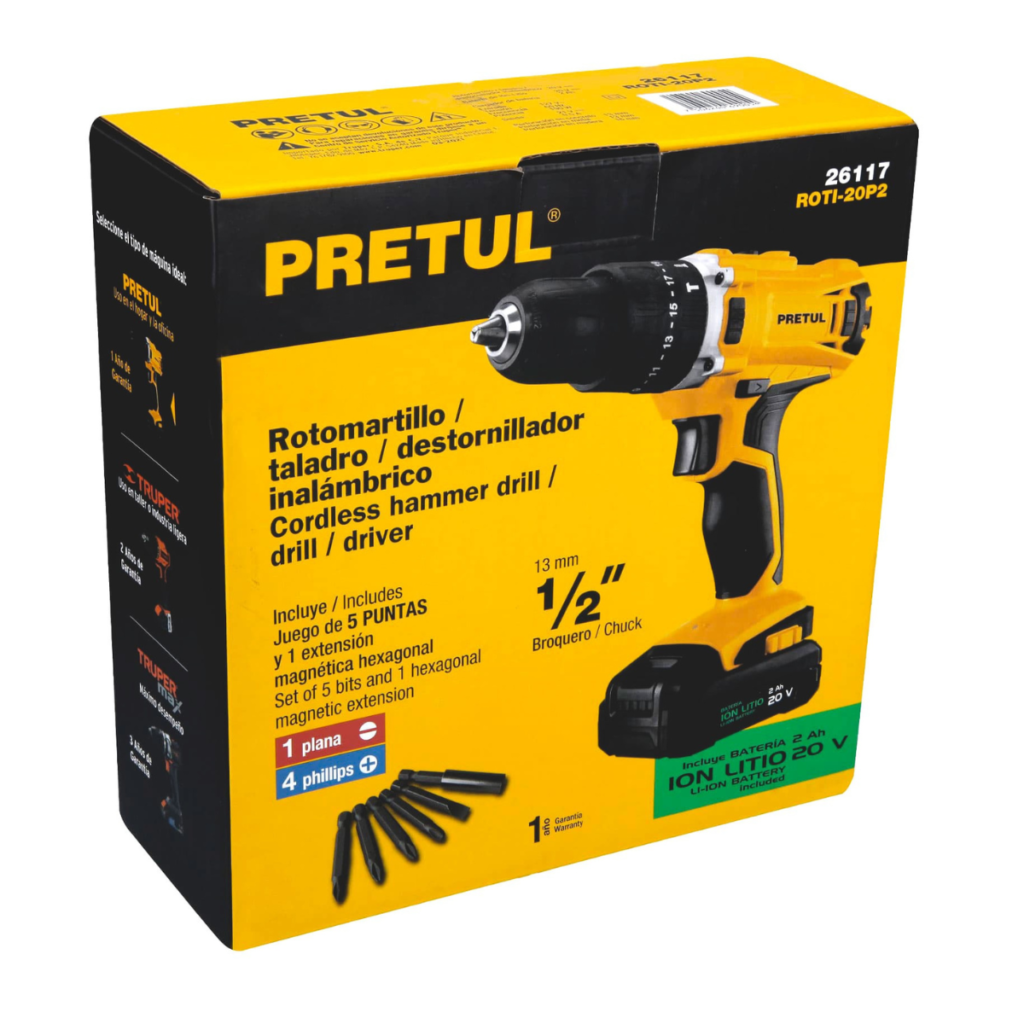 Taladro Inalámbrico Percutor 1/2″ 20 V Pretul – FERRELUX – Todo para tu ...
